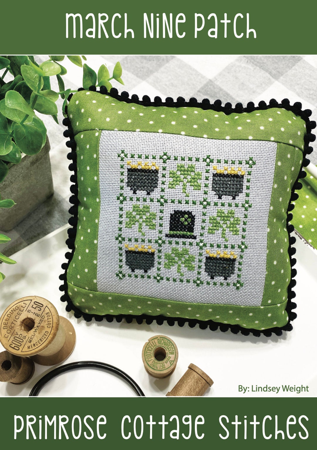 Primrose Cottage Stitches MARCH NINE PATCH Cross Stitch Pattern ~ New ...