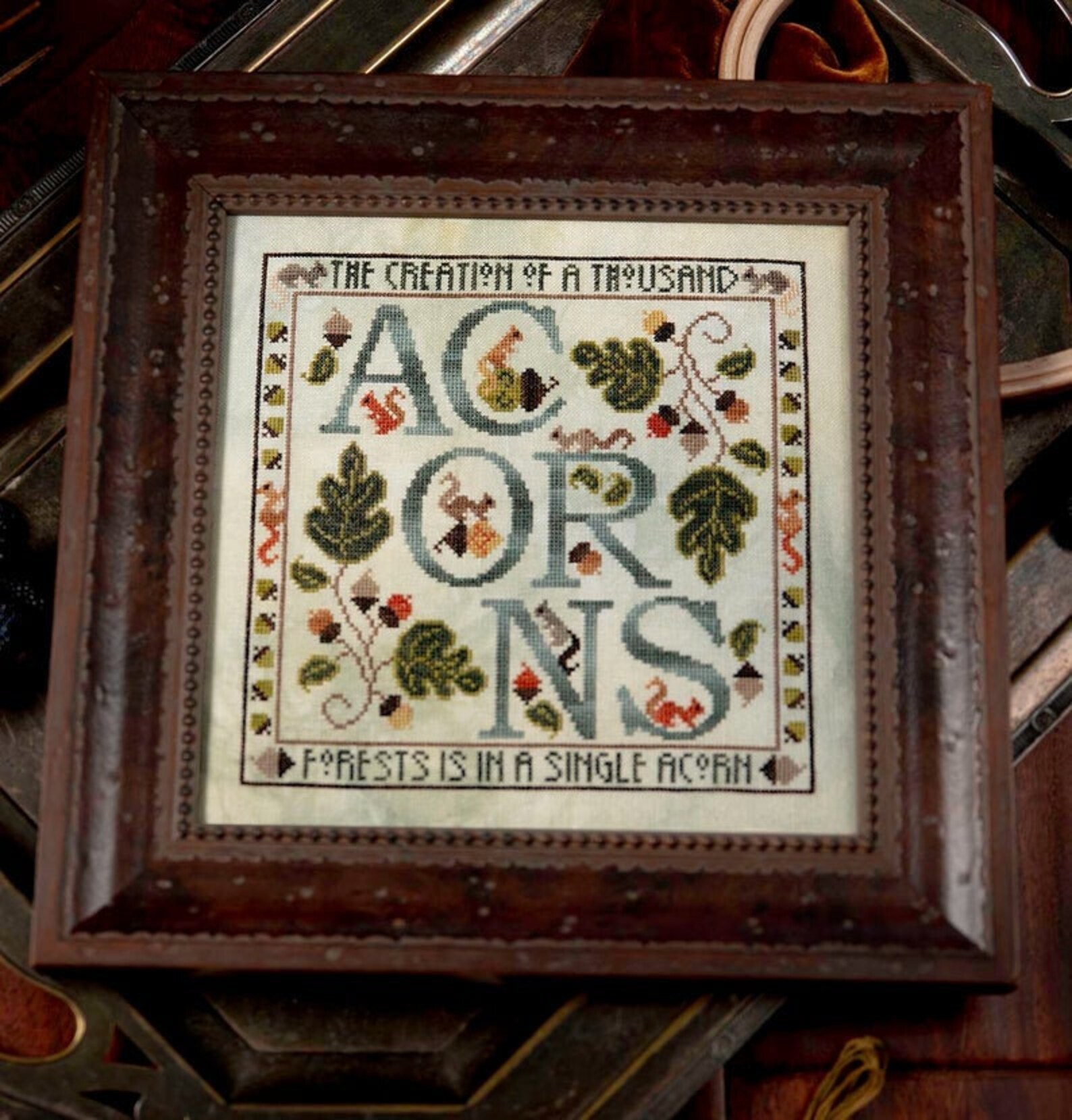 The Blue Flower ACORNS Cross Stitch Pattern Autumn Cross - Etsy