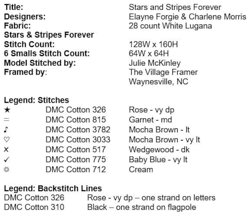 Stars & Stripes Forever Cross Stitch Chart ~ Patriotic Cross Stitch ...