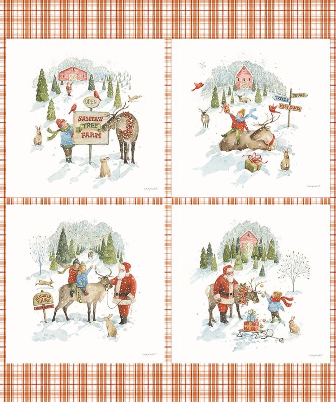 SALE Lisa Audit Santa's Tree Farm FABRIC PANEL ~ Santa's Tree Farm ...