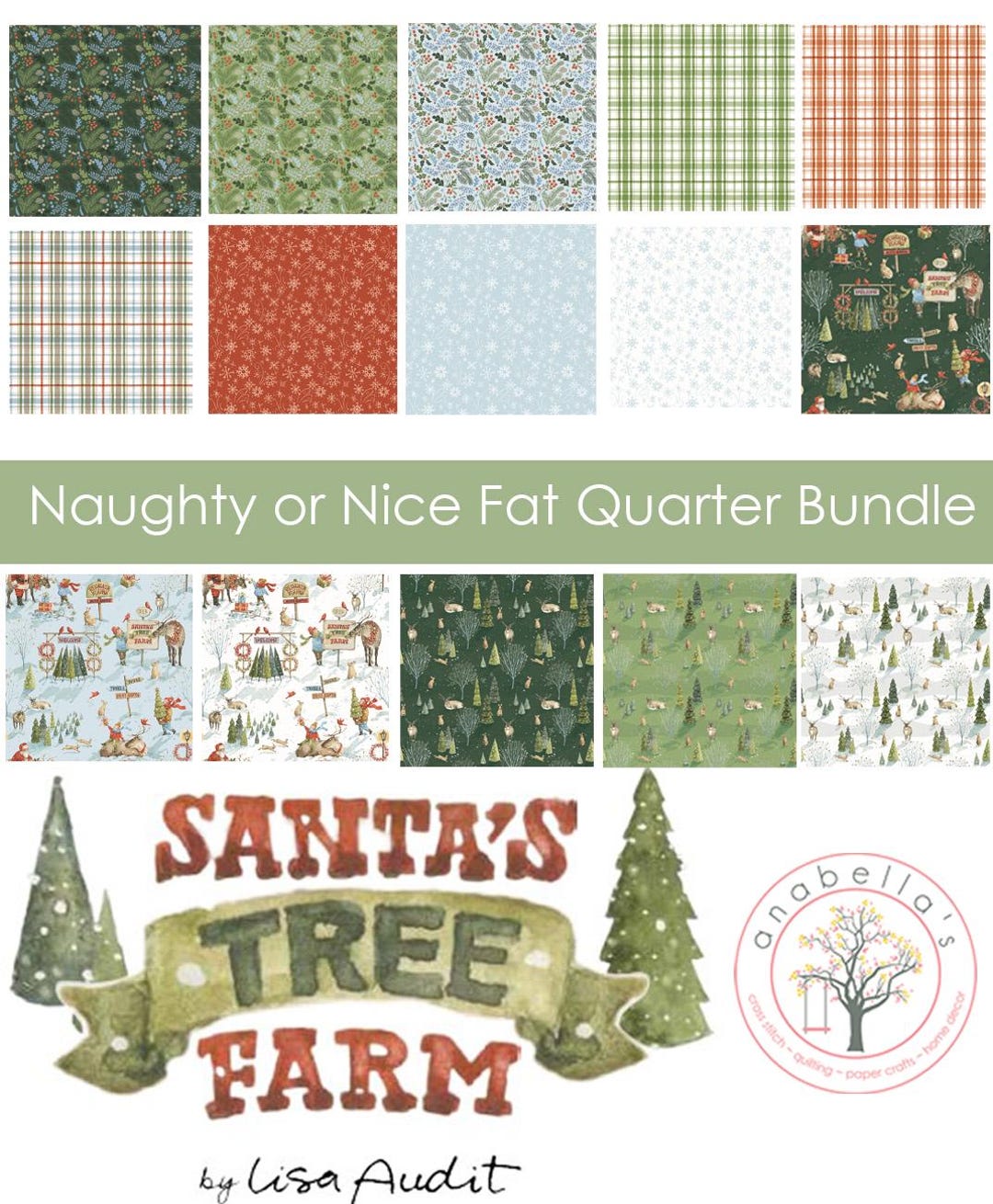 SALE ~ Santa's Tree Farm Fat Quarter Bundle ~ Riley Blake Designs ...