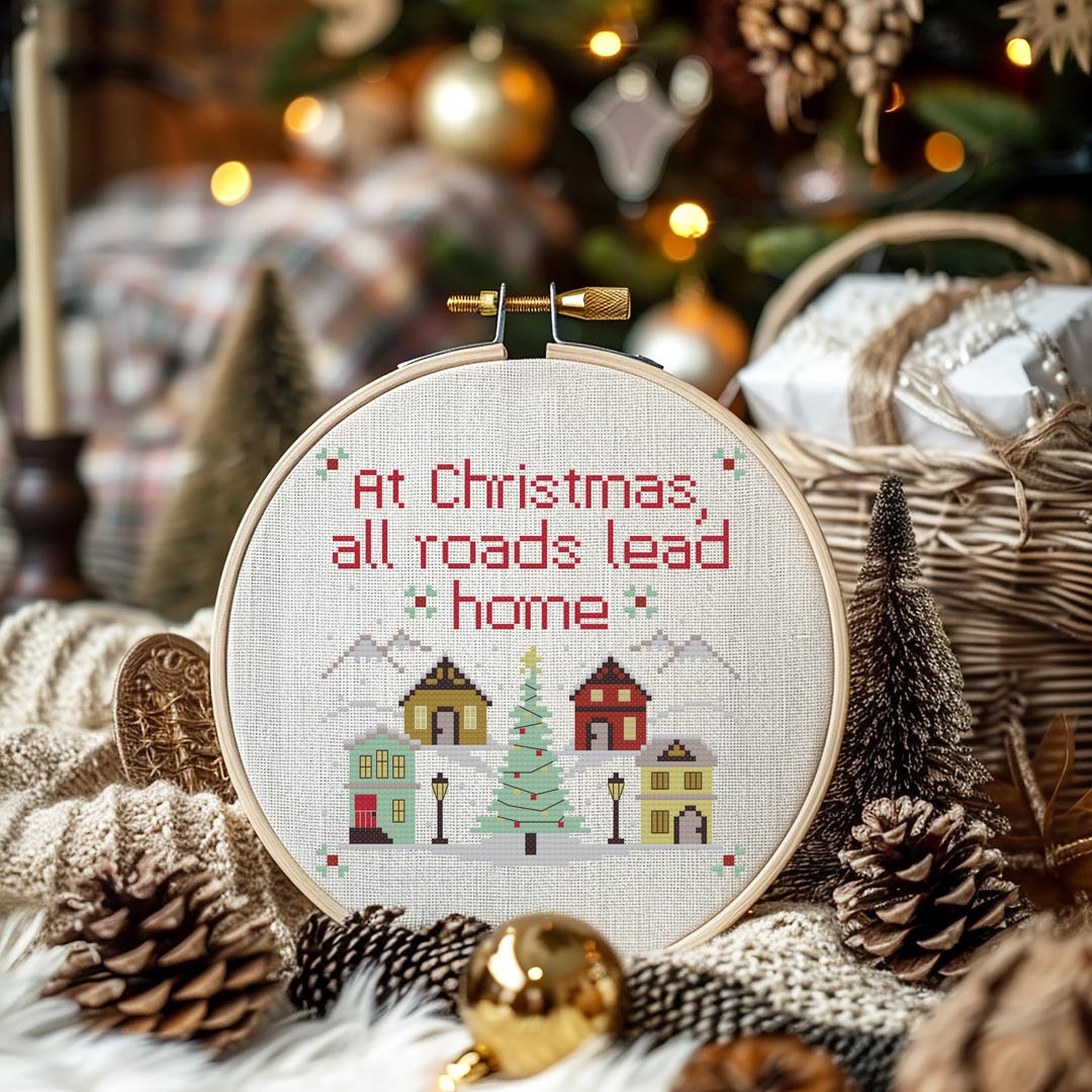 Christmas in July All Roads Lead Home Christmas Cross Stitch Chart ...
