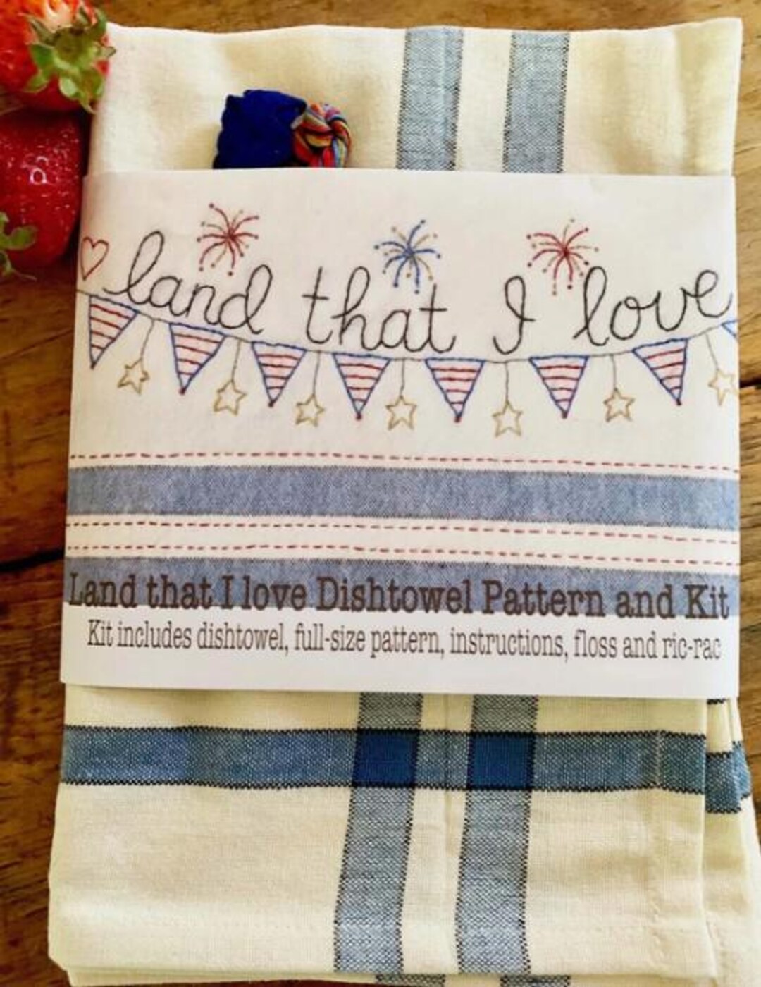 Hand Embroidery ~ Land That I Love Hand Embroidery Dish Towel Kit ...