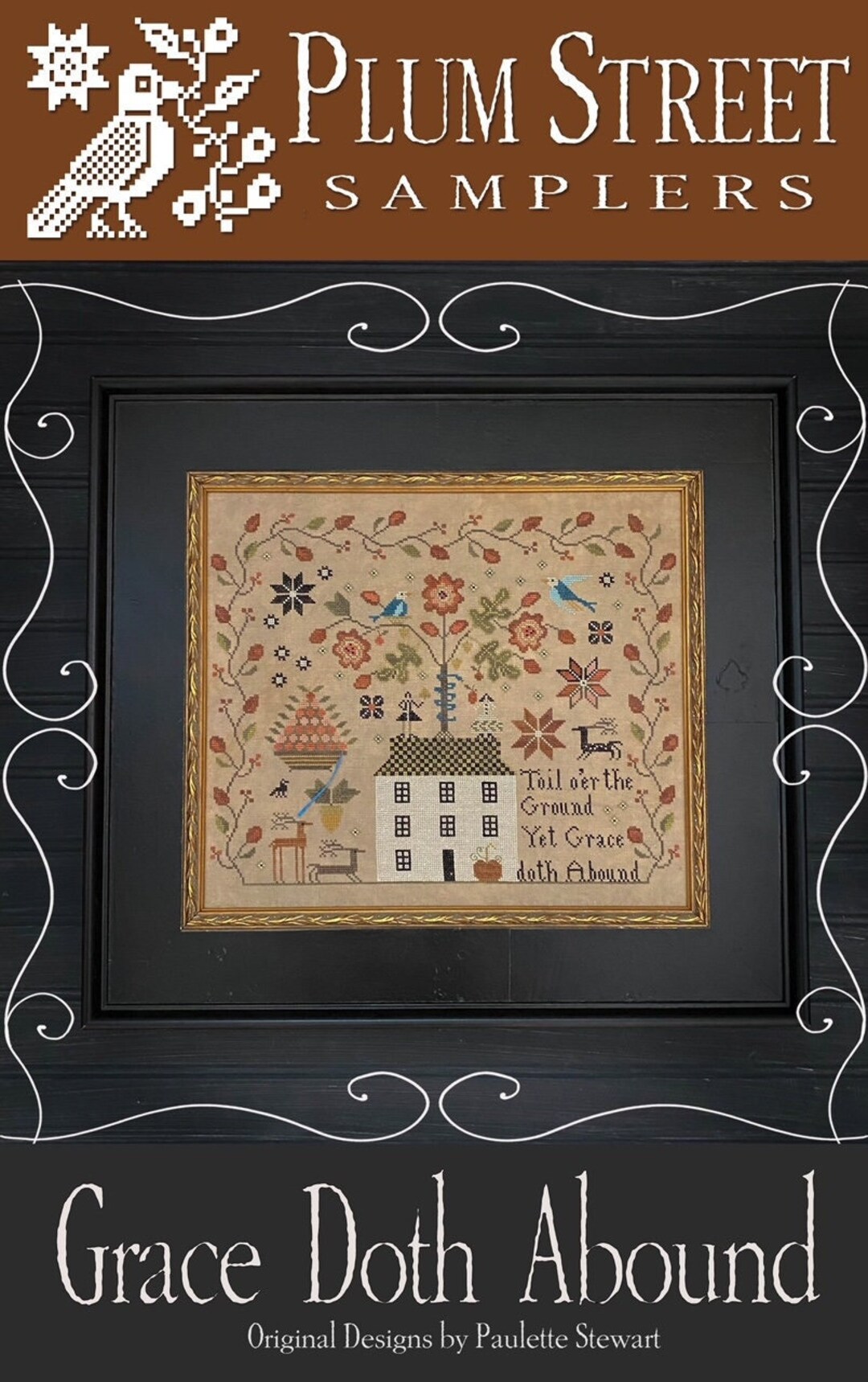 Plum Street Samplers GRACE DOTH ABOUND Cross Stitch Pattern ~ Autumn ...