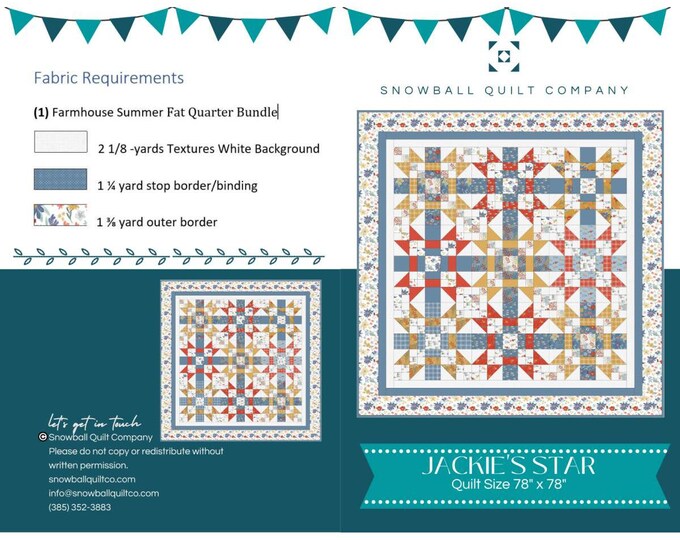 Snowball Quilt Company Jackie's Star Quilt Pattern - Farmhouse Summer ...