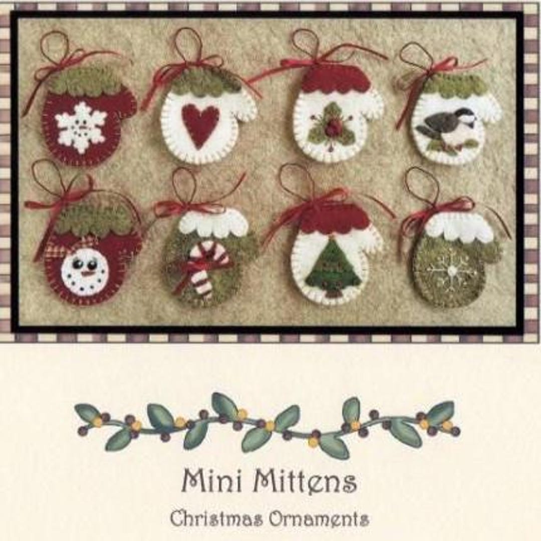 Penny Lane Primitives Mini Mittens Wool Applique Pattern Wool Applique ...