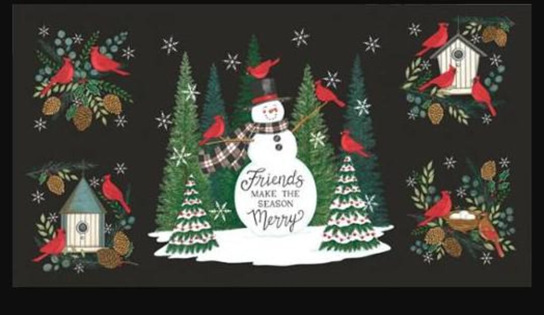 SALE ~ Deb Strain ~ Winter Friends Snowman Panel 24"x44" ~ Winter ...