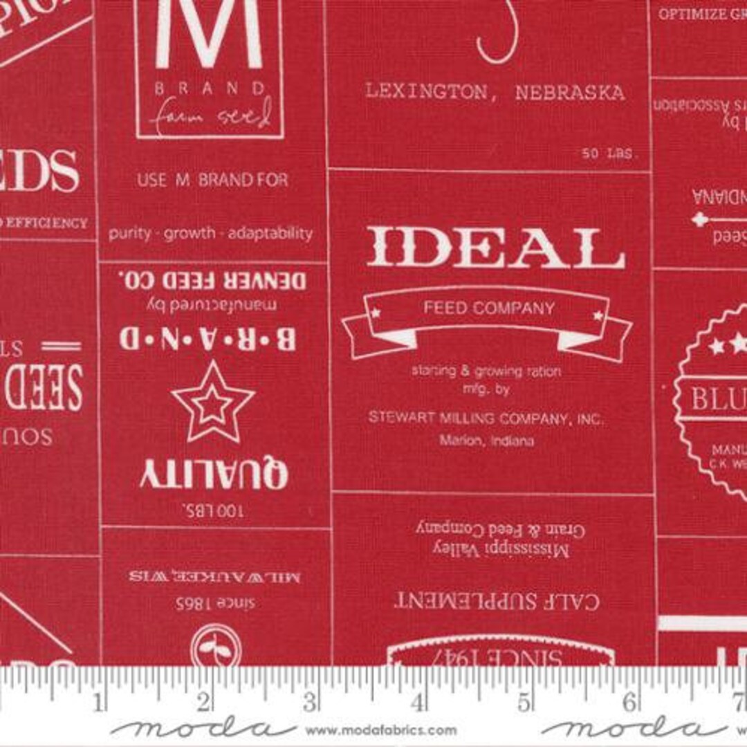 Moda Sweetwater Vintage Brands Red Fabric ~ Fabric by the Yard and Half ...