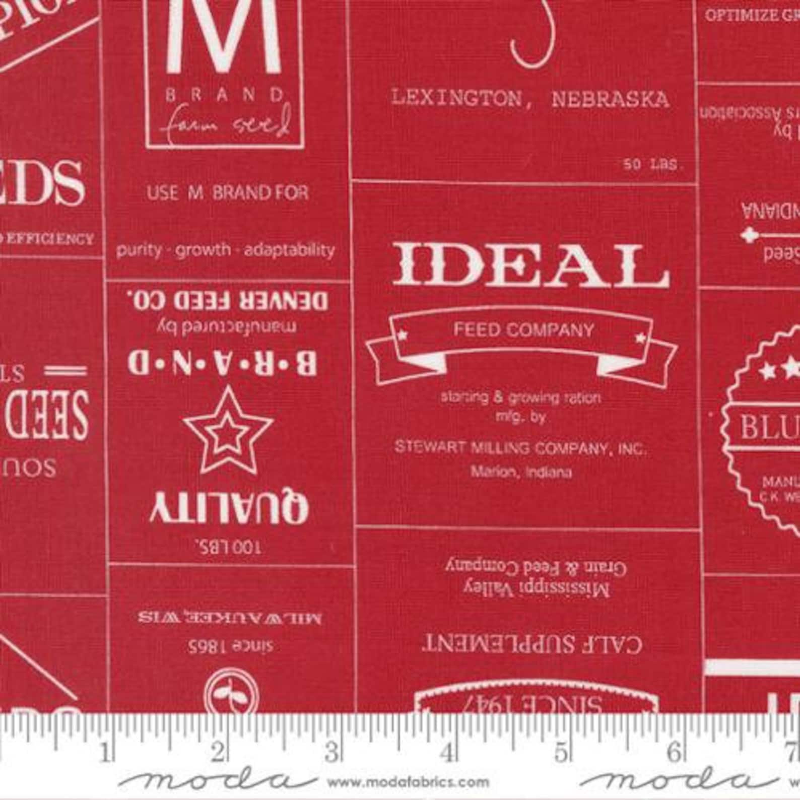 Moda Sweetwater Vintage Brands Red Fabric ~ Fabric by the Yard and Half ...