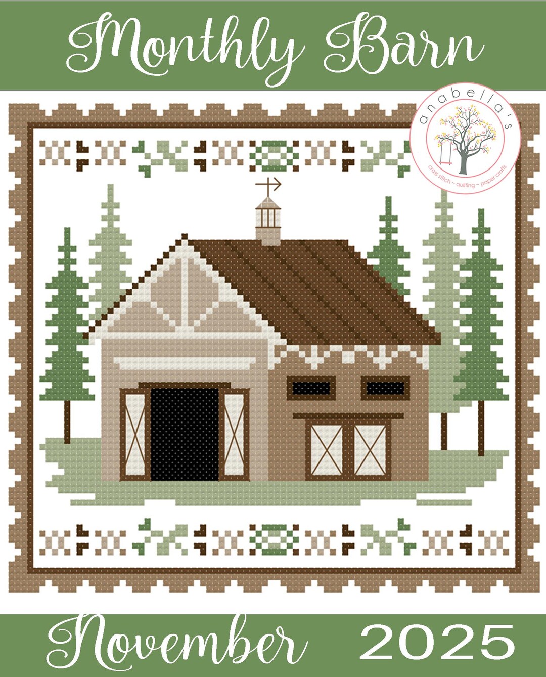 Digital Cross Stitch ~ Barn Cross Stitch Pattern ~ November Barn Cross ...