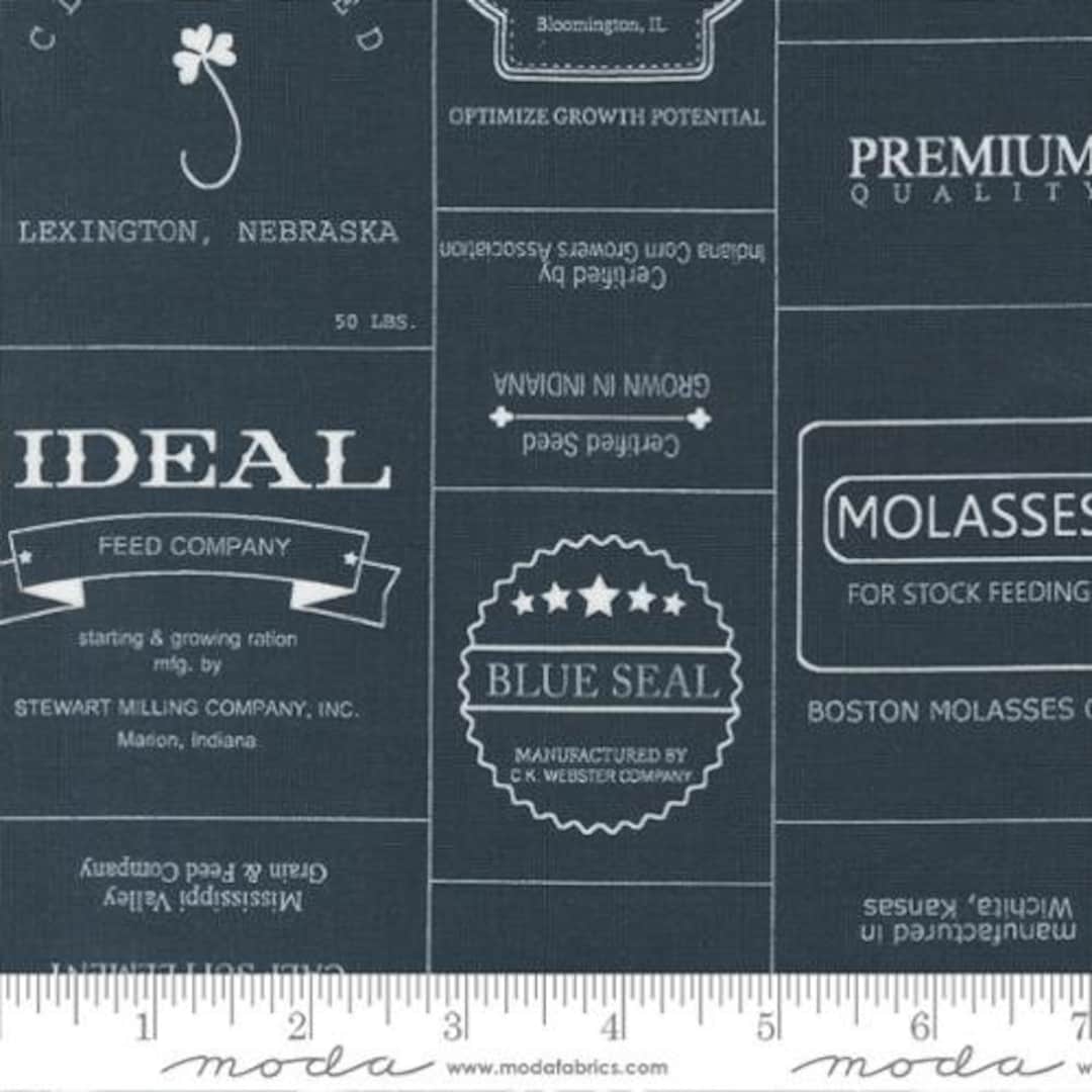 Moda Sweetwater Vintage Brands Indigo Fabric ~ Fabric by the Yard and ...