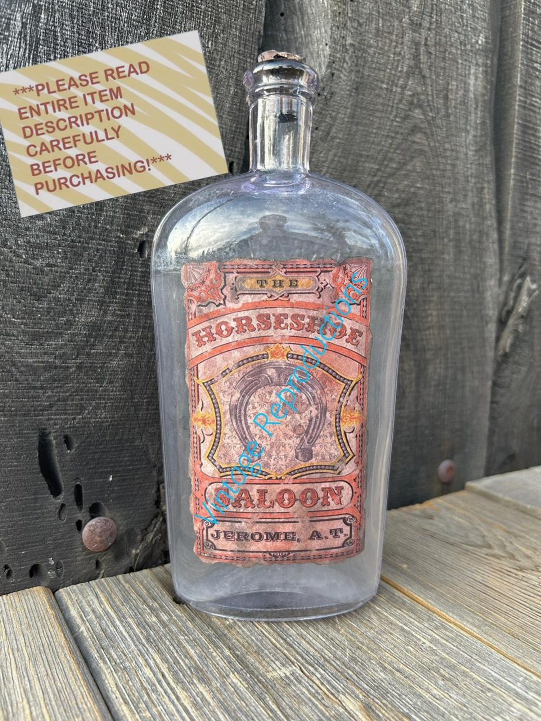Jerome Arizona 1890-era HUGE Saloon Whiskey Flask With REPRODUCTION Old ...
