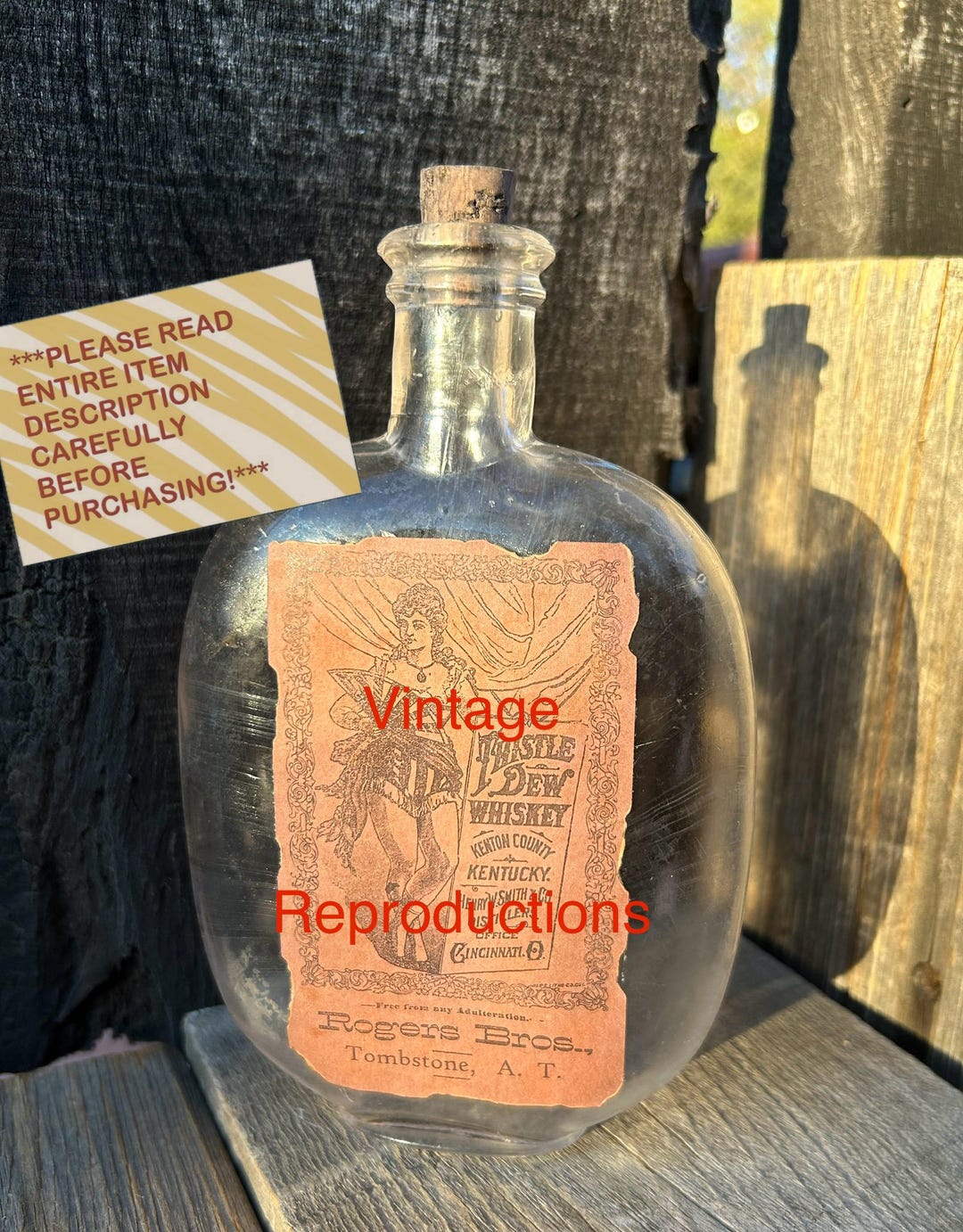 Tombstone Arizona 1880s-era Old West Whiskey Flask With REPRODUCTION ...