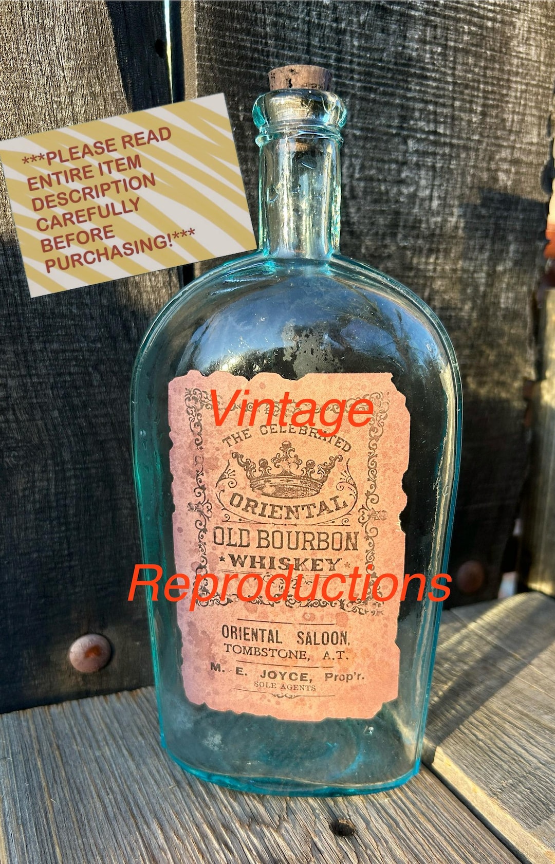 Tombstone 1880s-era HUGE Blue Old West Saloon Flask With REPRODUCTION ...