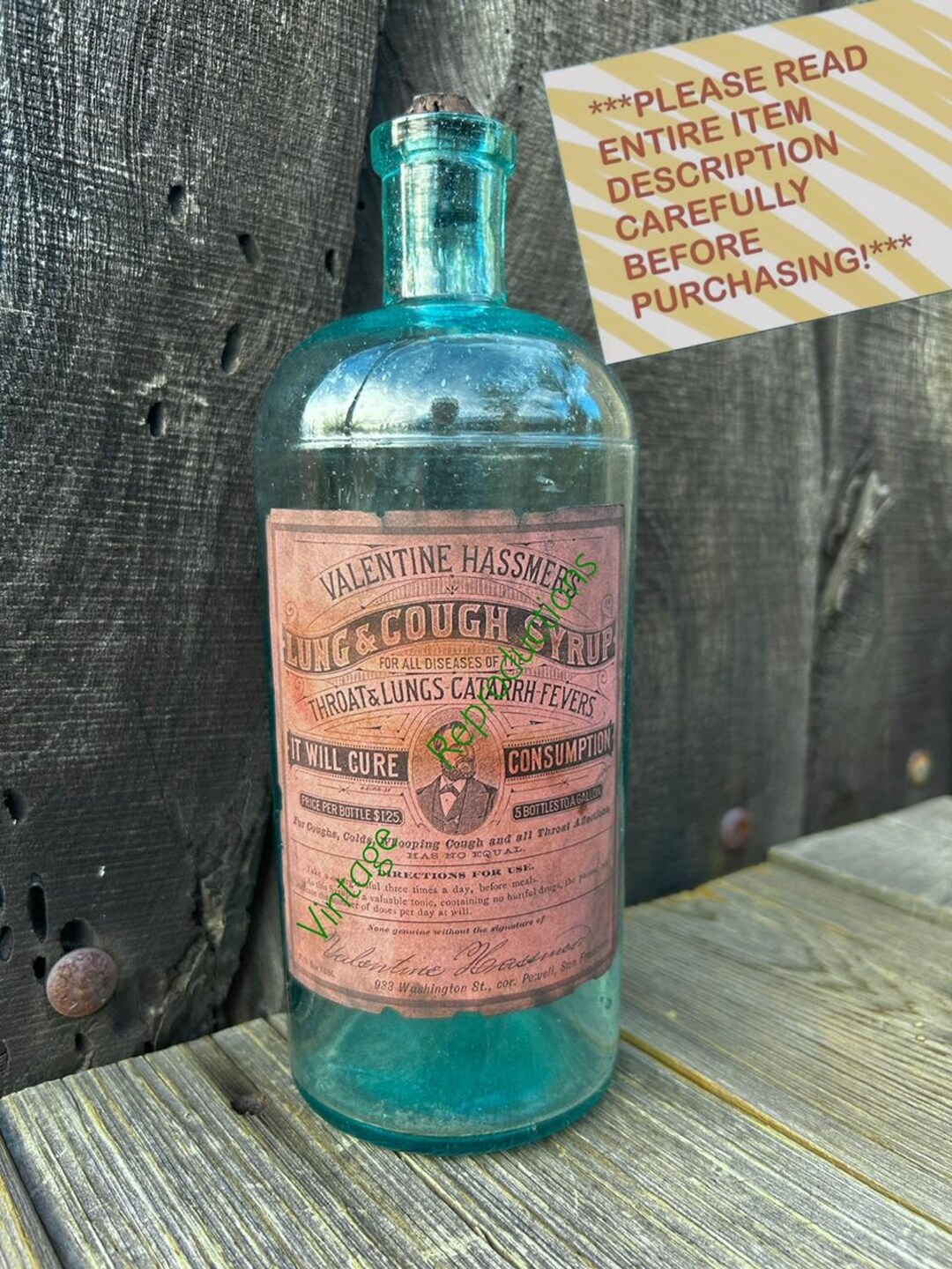 1880-era TUBERCULOSIS CURE Quack Medicine Bottle With REPRODUCTION ...