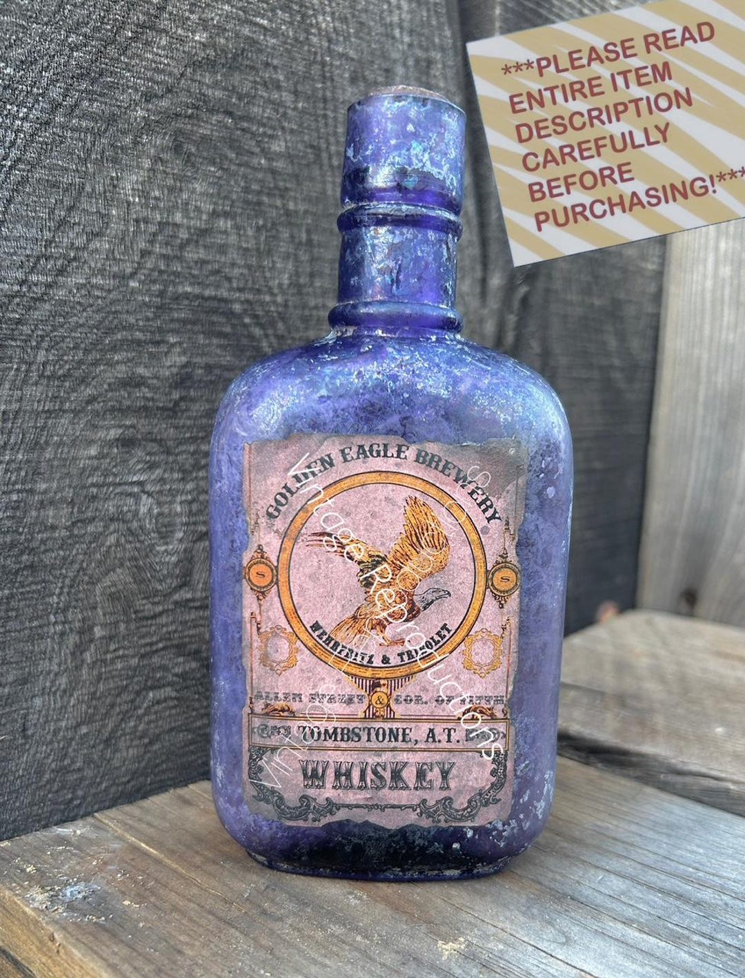 Tombstone Arizona 1880-era DEEP PURPLE Old West Whiskey Flask With ...