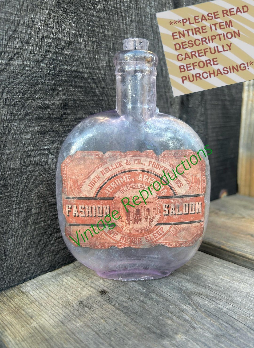 Jerome Arizona Old West 1880s-era Round Whiskey Flask With REPRODUCTION ...
