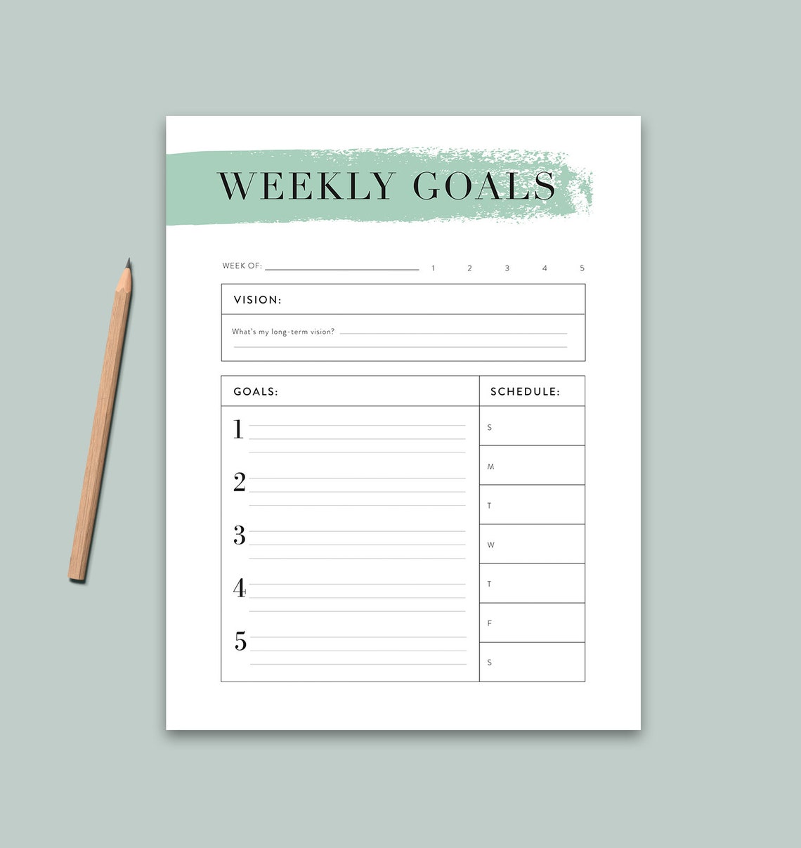 Weekly Goals Planner | Goal-setting Printable | Weekly Printable ...