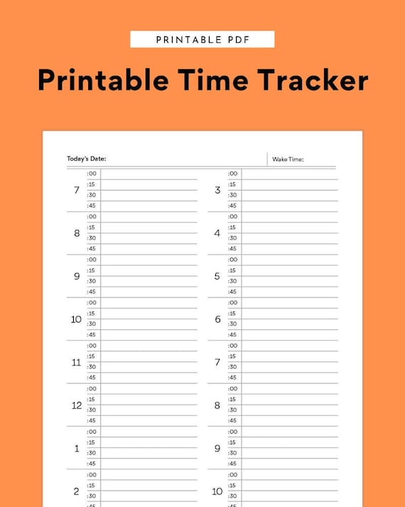 Time Tracker Planner 15-minute Time Tracker Printable - Etsy