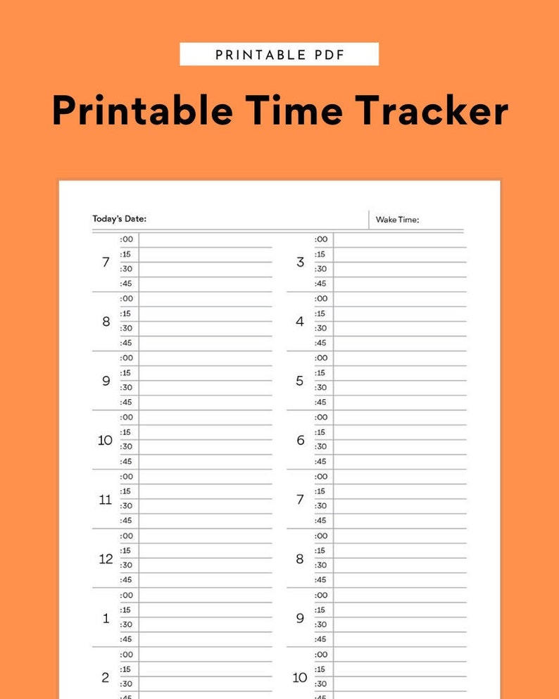 Time Tracker Planner | 15-minute Time Tracker Printable | Printable Planner | Goal Action Plan ...