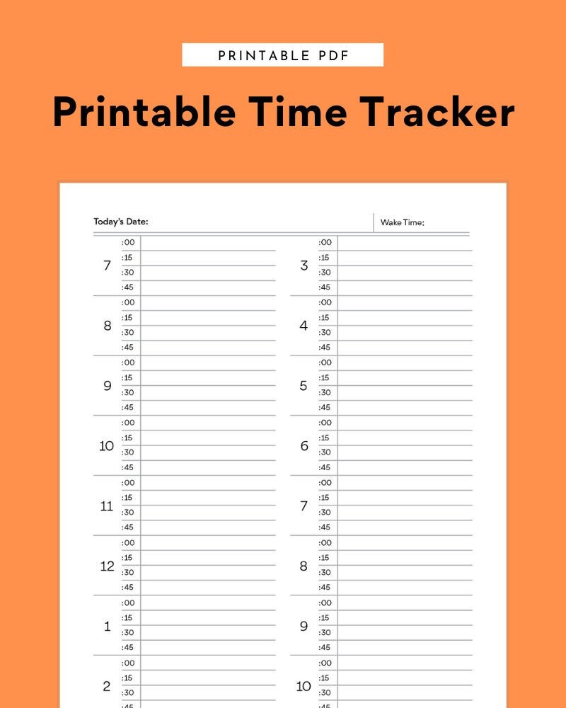 Time Tracker Planner | 15-minute Time Tracker Printable | Printable ...