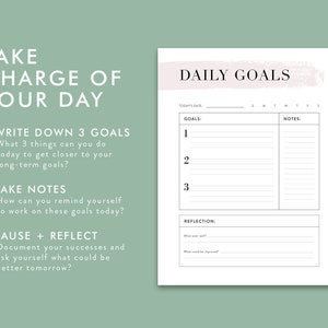 Daily Goals Planner | Goal-setting Printable | Daily Printable Planner ...