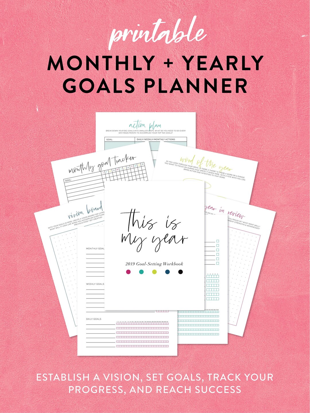 2019 Goal-setting Workbook | Printable Planner | Goal Action Plan ...