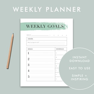 Weekly Goals Planner Goal-setting Printable Weekly - Etsy