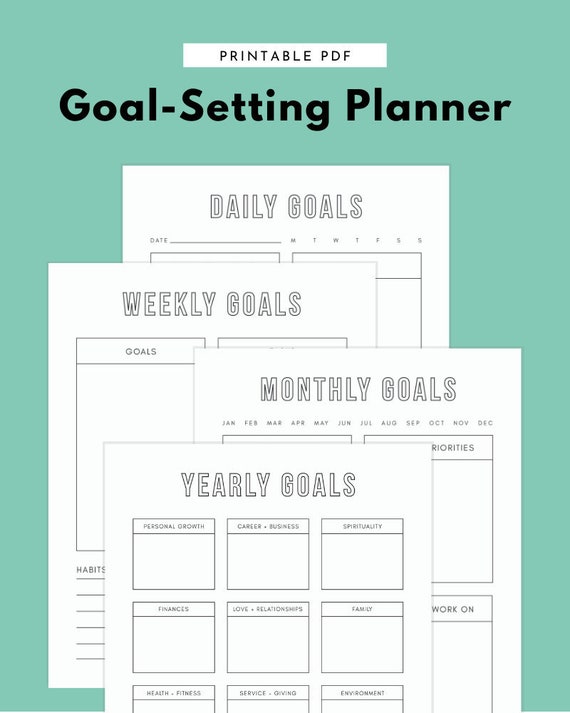 Simple Goal-Setting Planner Yearly Monthly Weekly | Etsy