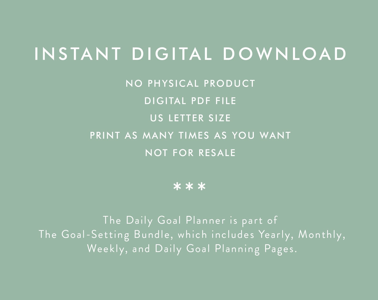 Daily Goals Planner | Goal-setting Printable | Daily Printable Planner ...