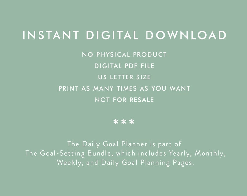 Daily Goals Planner | Goal-setting Printable | Daily Printable Planner ...