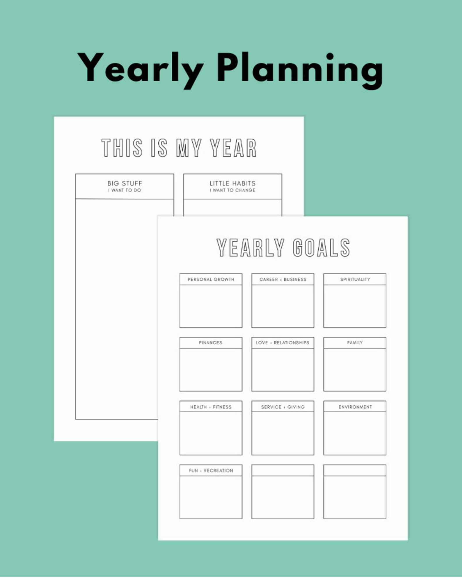 Simple Goal-setting Planner | Yearly + Monthly + Weekly + Daily Goal ...
