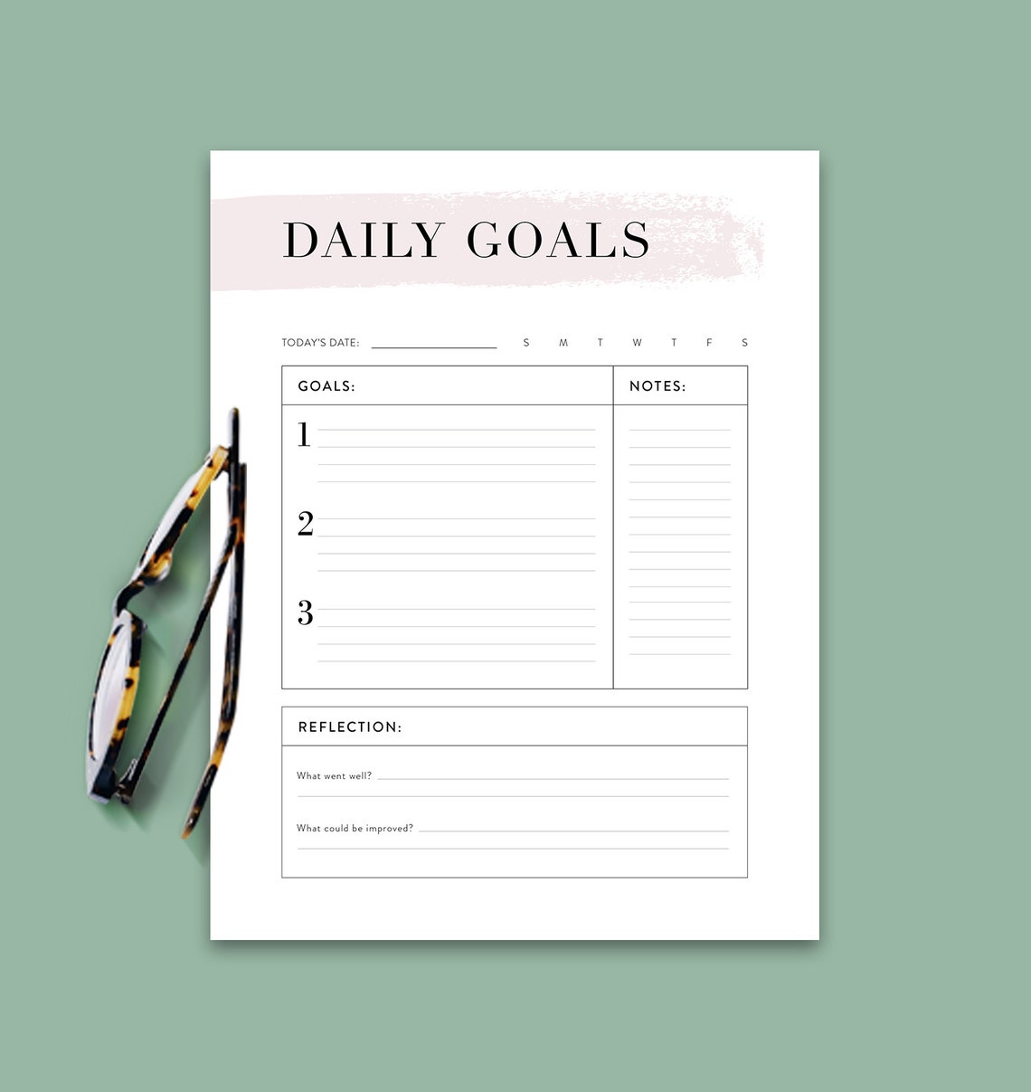 Daily Goals Planner | Goal-setting Printable | Daily Printable Planner ...