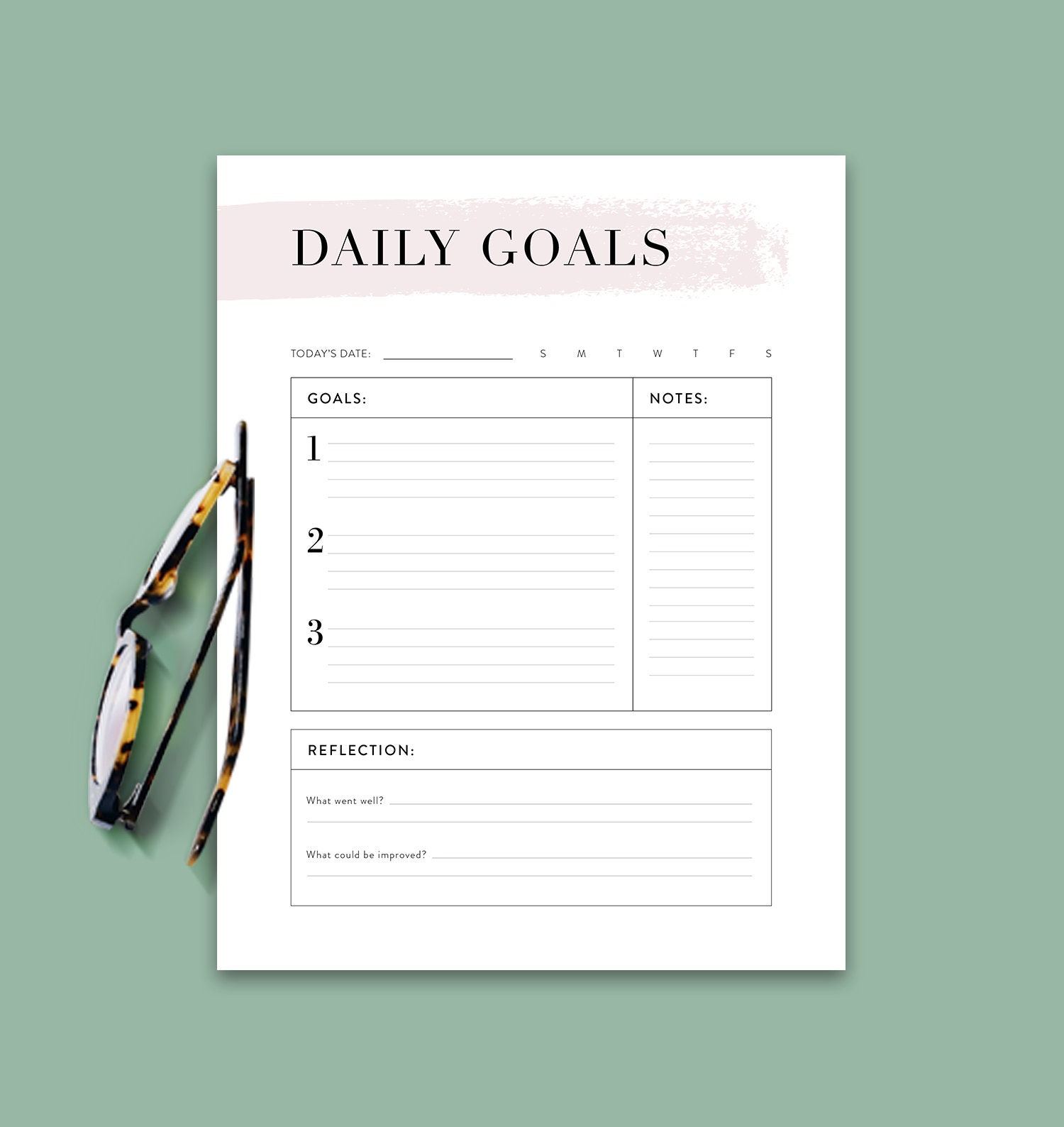 Daily Goals Planner | Goal-setting Printable | Daily Printable Planner ...