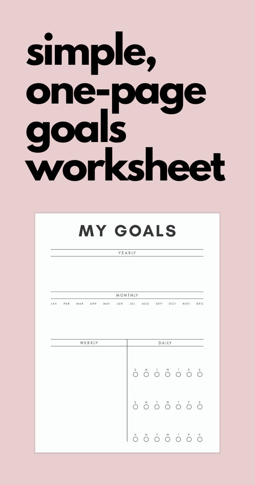 One-page Goals Printable | Monthly Goals Planner | Goal-setting ...