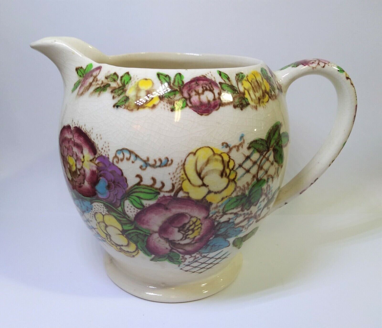 Vintage SADLER PITCHER Colorful FLORAL Pattern Pottery Made - Etsy