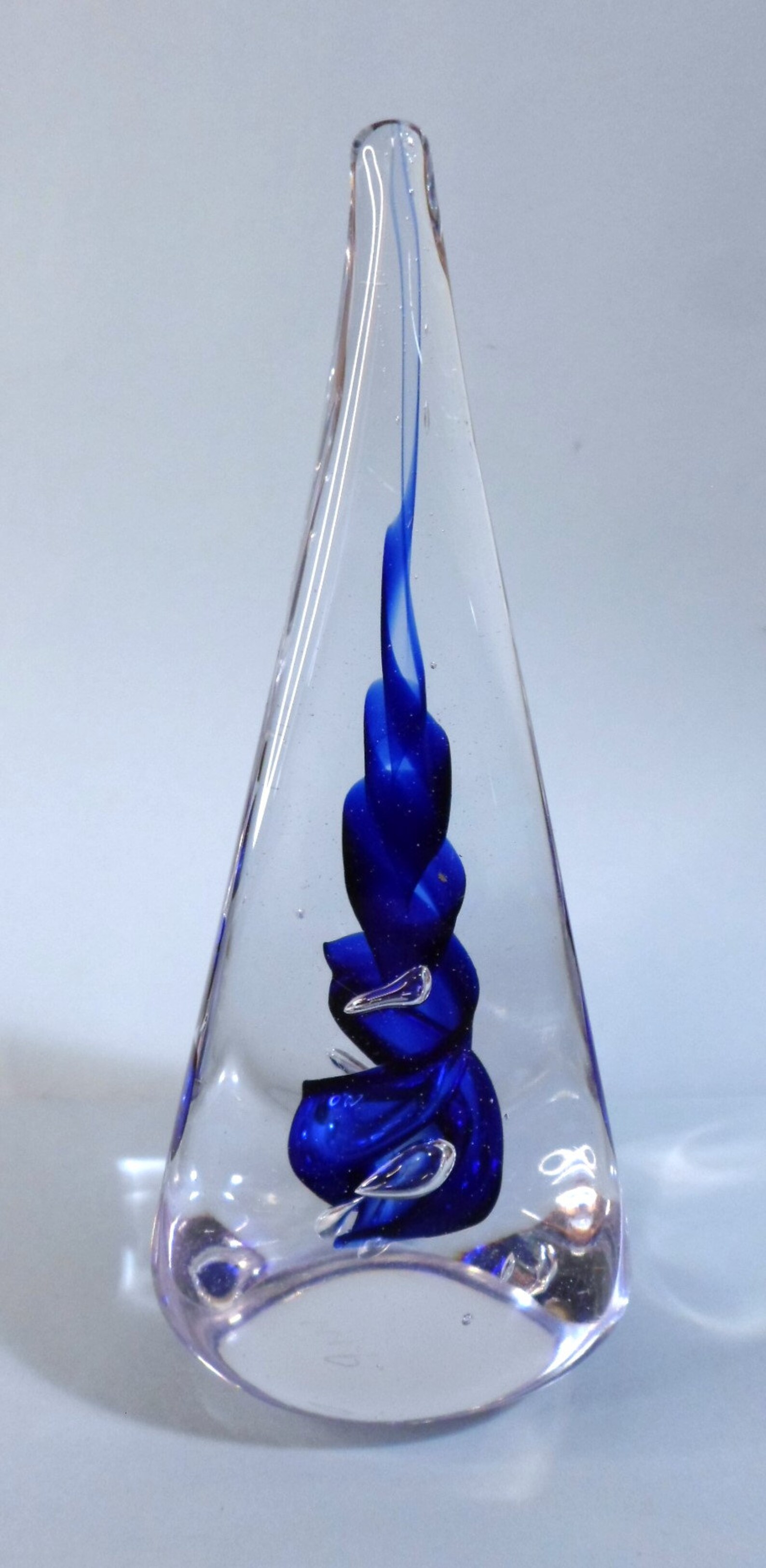 Vintage Squared TEAR DROP PAPERWEIGHT W/ Blue Coil & Bubbles - Etsy