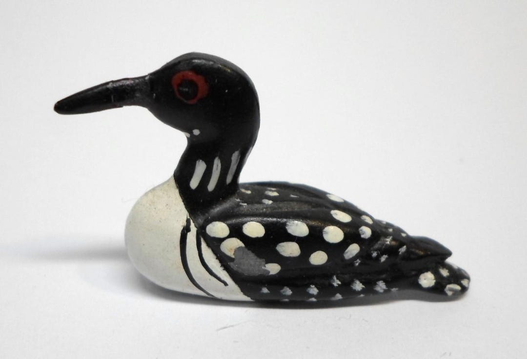 Vintage LOON BIRD FIGURINE Miniature Hand Painted Metal 1.75 Long - Etsy
