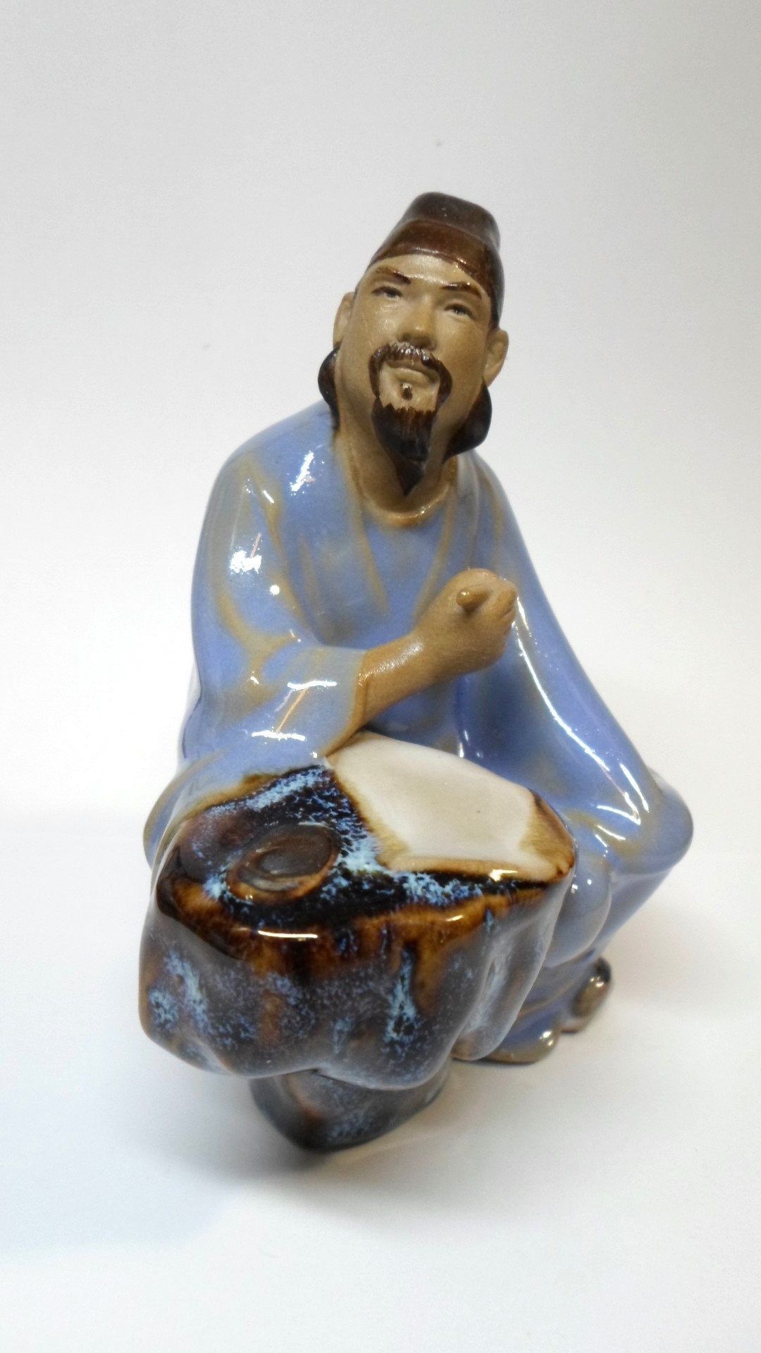 Vintage Chinese MUD MAN FIGURINE Scribe With Brush Shiwan Artistic ...