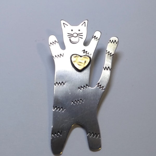 Sterling Cat Pin - Etsy