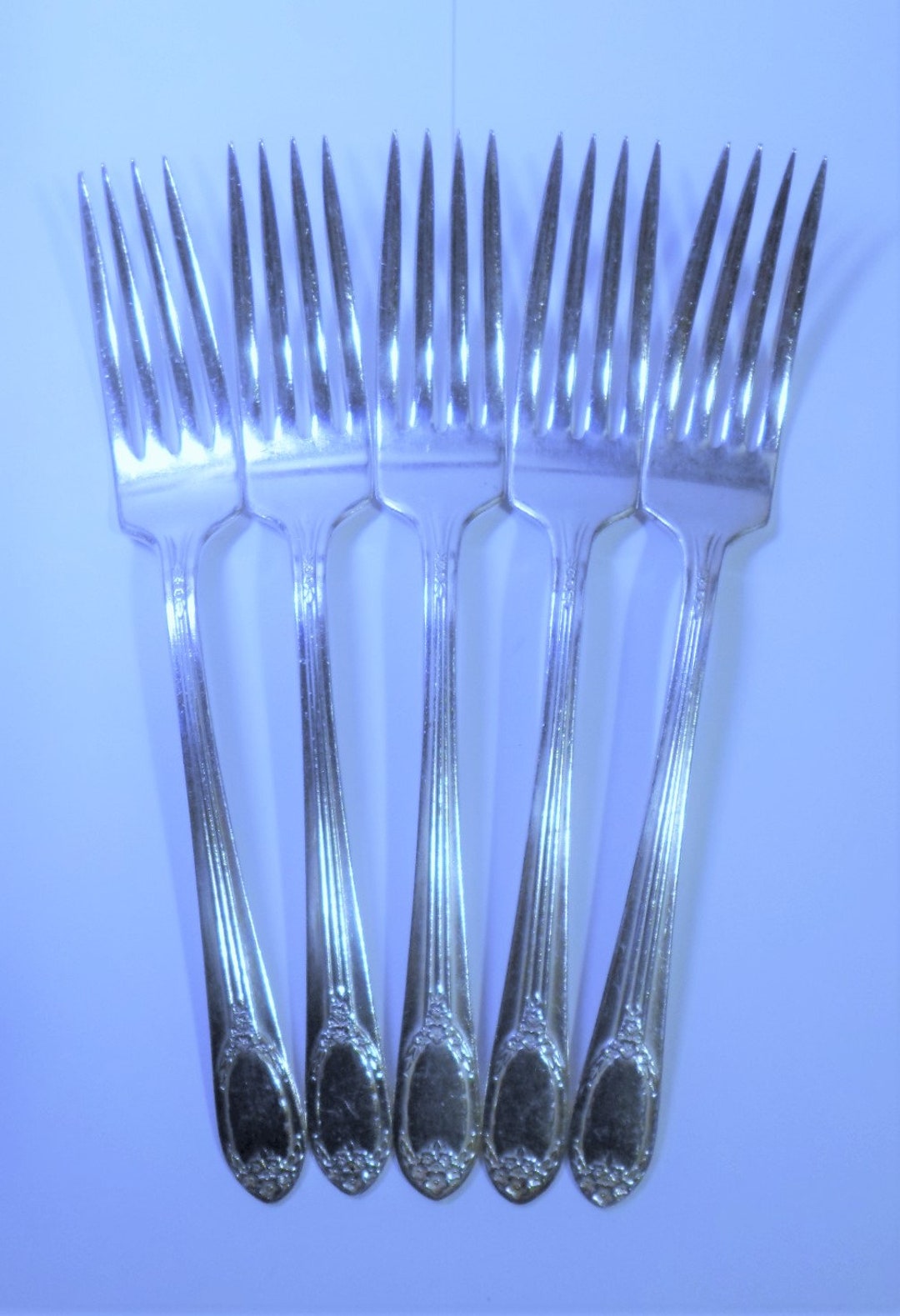 5 Vintage Rogers GARLAND / Rapture DINNER FORKS Silver Plated 7.5" Long ...
