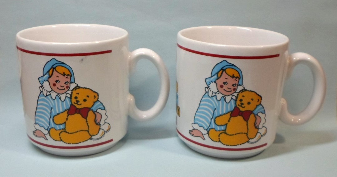 Pair Vintage ANDY PANDY Childrens CUPS / Mugs Pottery Made in England F ...