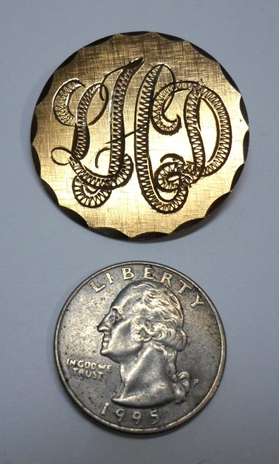 Vintage LUMIN DISC BROOCH / Pin 12k Gold Filled with … - Gem