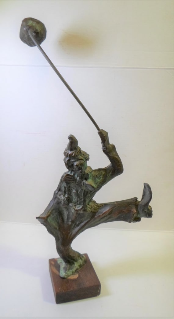 Vintage BRONZE CLOWN With BALLOON Sculpture Figurine by David - Etsy