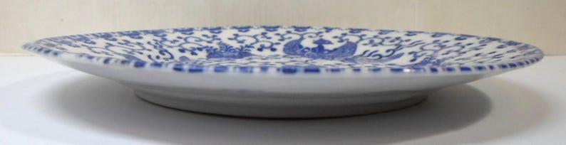 Vintage PHOENIX WARE PLATE Flying Turkey Porcelain Salad / Dessert Blue ...