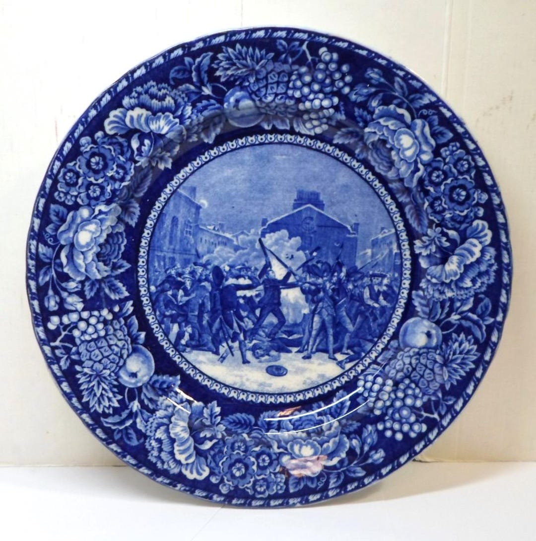 Antique BOSTON MASSACRE PLATE Flow Blue by Rowland & Marsellus ...
