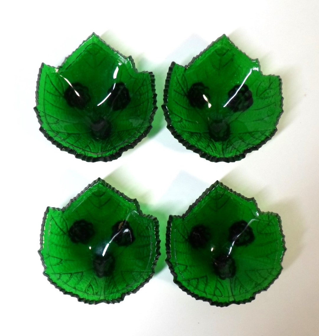 Set of 4 Vintage GRAPE LEAF SALT Cellars by Fostoria Grapes Feet Rare ...