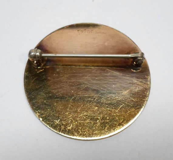 Vintage LUMIN DISC BROOCH / Pin 12k Gold Filled with … - Gem