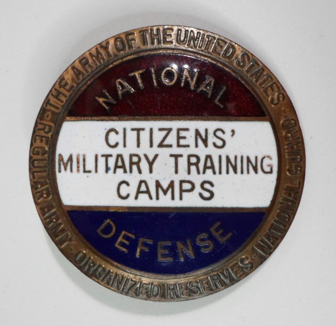 Antique Citizens MILITARY TRAINING CAMPS Enameled Pin WW1 / WW2 ...