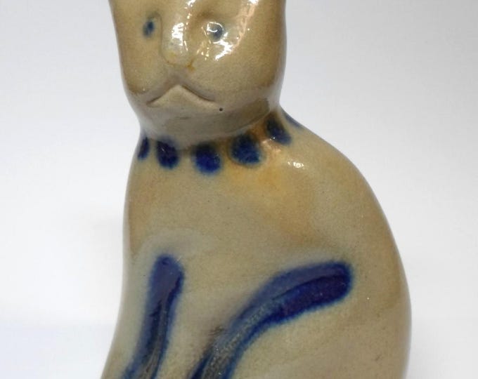 Vintage STONEWARE Blue SPOTTED CAT 1995 Beaumont Brothers Pottery B B P ...